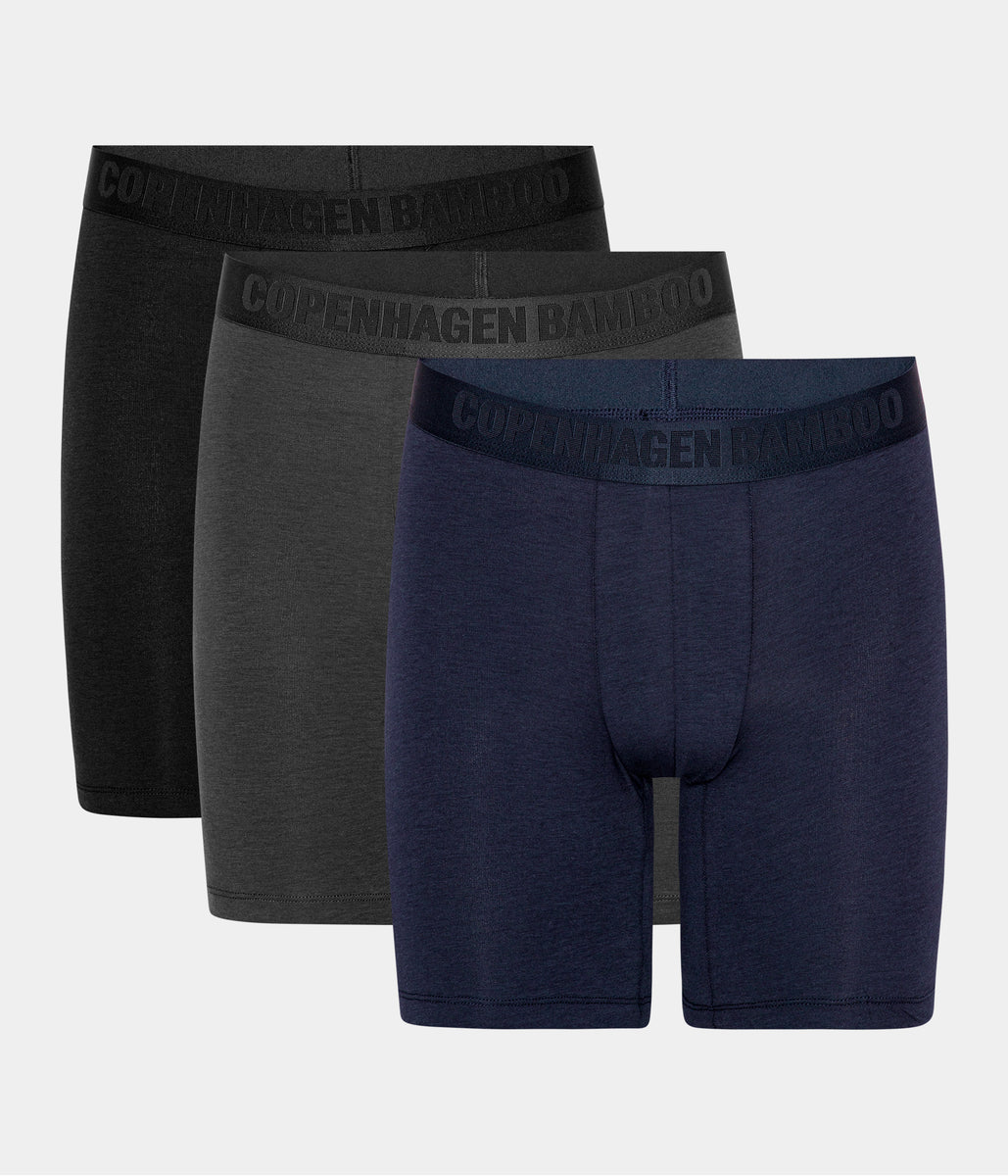 3 pack men's bamboo boxer trunks with long legs – Copenhagen Bamboo